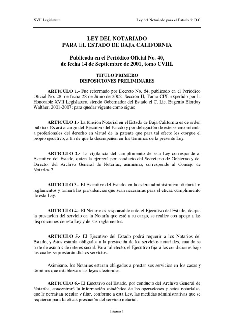 Ley de Notariado de Baja California | PDF | Derecho Civil (Common Law ...