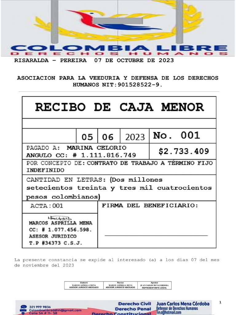 Caja Menor 05 06 2023 | PDF