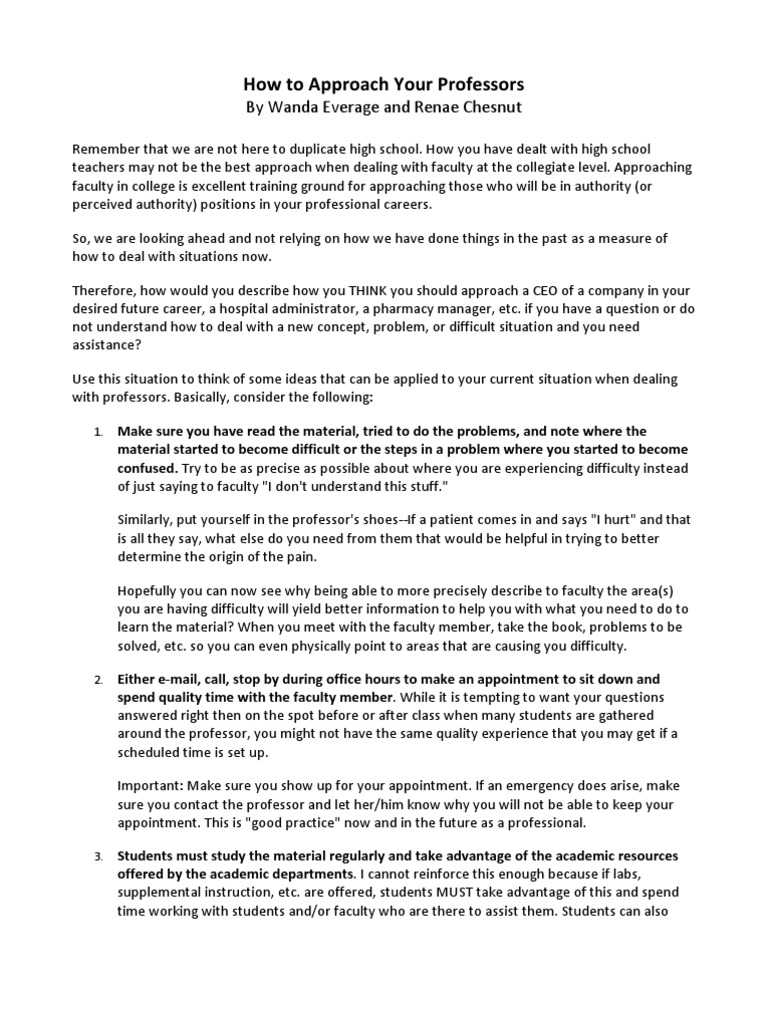 How To Approach Your Professors | PDF | Teaching | Cognition