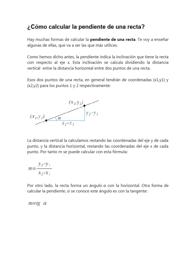Como calcular la pendiente de una recta | PDF