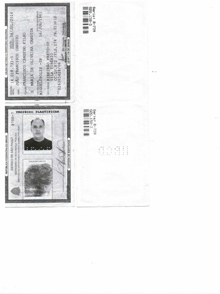 RG - Joao Francisco Candido | PDF