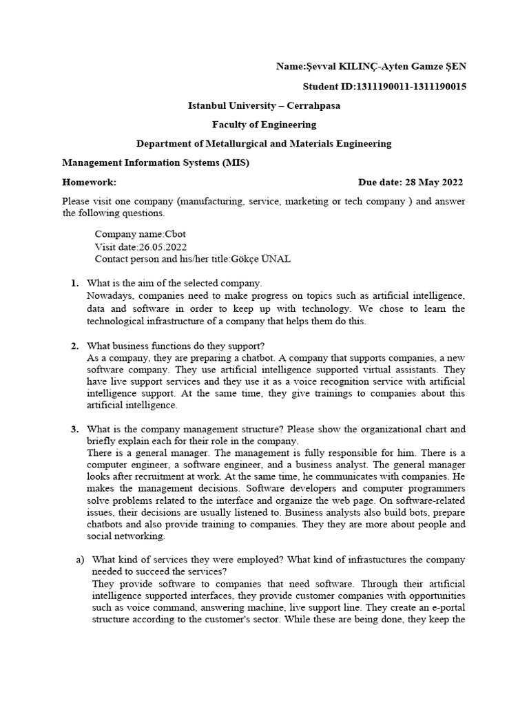 Management Information Systems Project Son Hali Pdf Information Science Communication