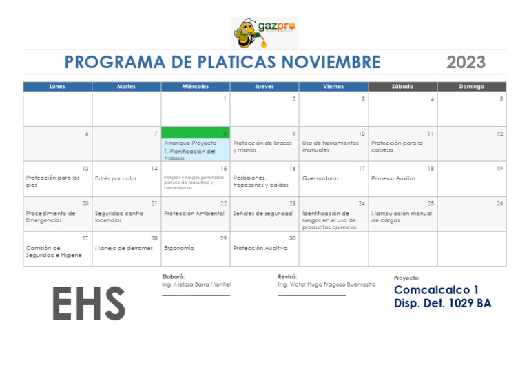 Programa de Platicas Noviembre | Descargar gratis PDF | Seguridad y salud ocupacional