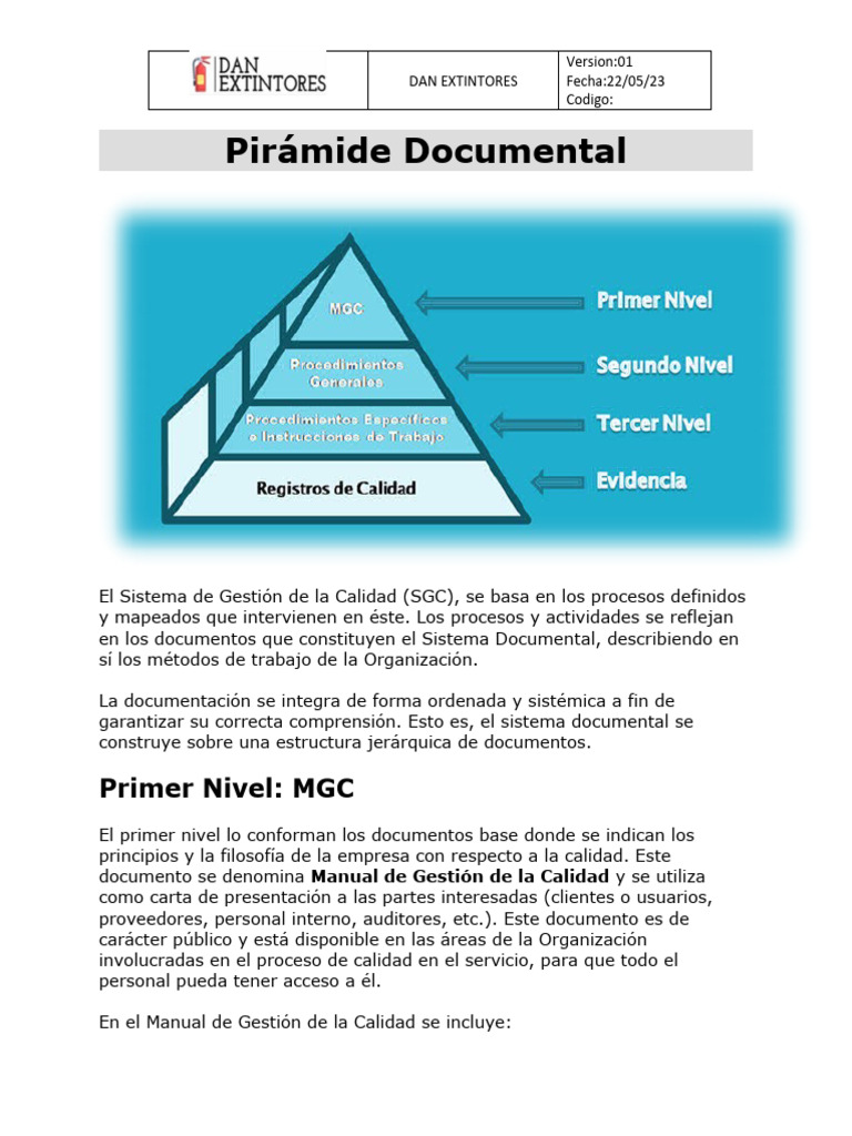 Pirámide Documental ISO 9001:2015 | PDF | Sistema de manejo de calidad ...