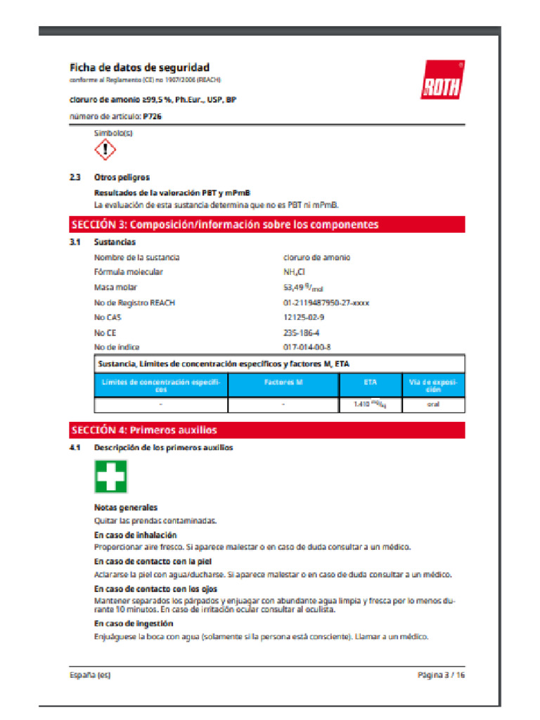 Hojas de Seguridad Primeros Auxilios | PDF