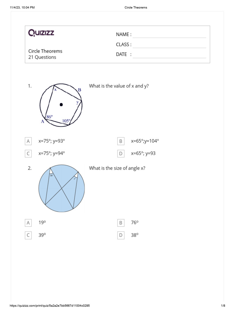 Circle Theorems | PDF | Circle | Euclidean Plane Geometry Circle Theorems | PDF | Circle | Euclidean Plane Geometry