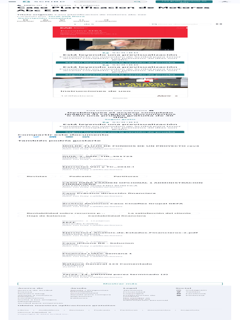 Caso Planificacion de Motores ABC Eae PDF Rentabilidad Sobre Recursos Propios La Satisfacción ...