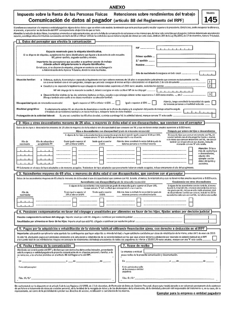 Modelo 145 | PDF