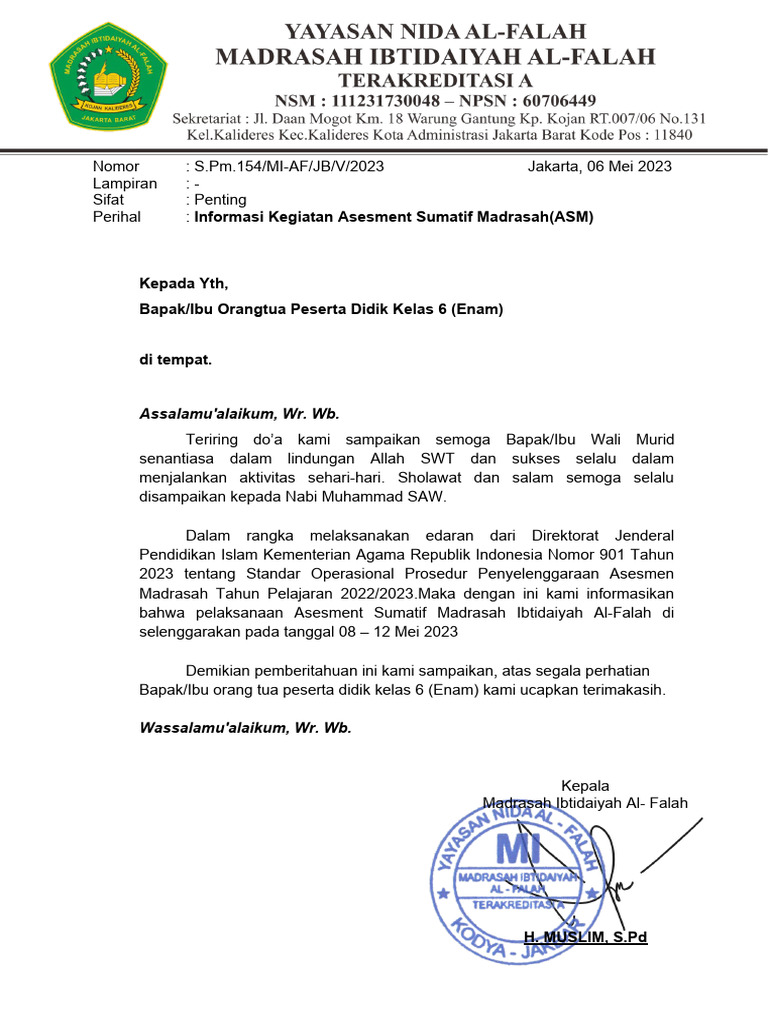 01 - H1 - Pemberitahuan Asm | PDF | Karier & Perkembangan