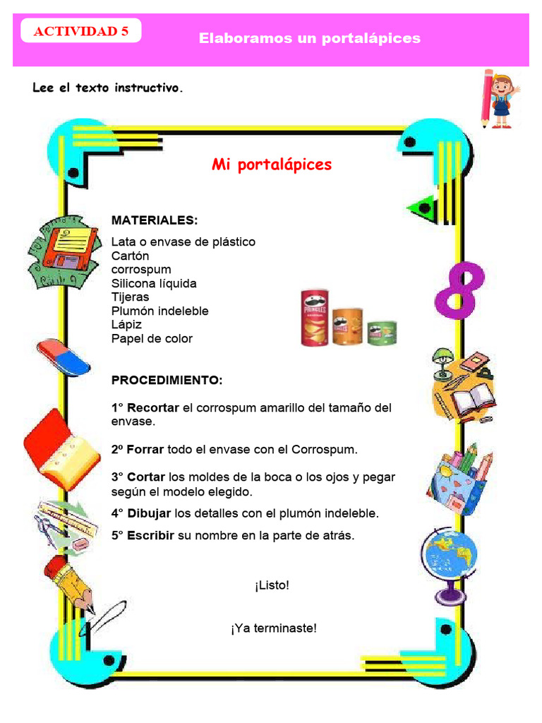 D5 A2 FICHA Elaboramos Un Portalapices | PDF