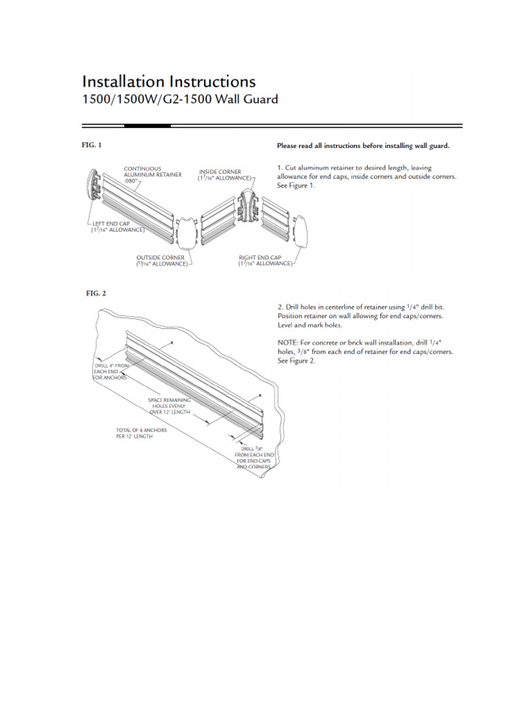 Installation Instructions Wall Guard 1500 | PDF