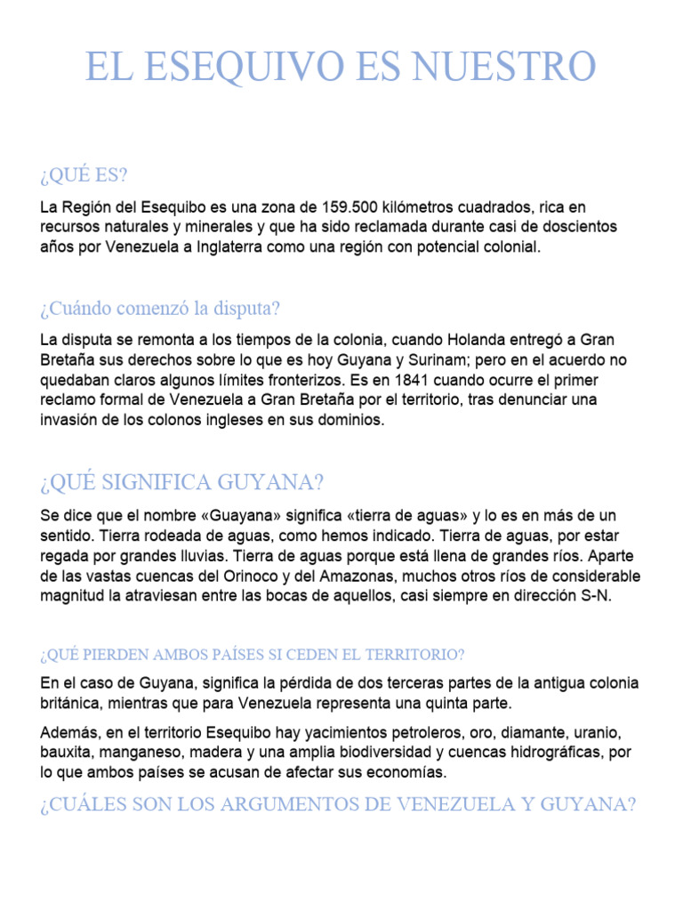 Significado y disputa del Esequibo | PDF