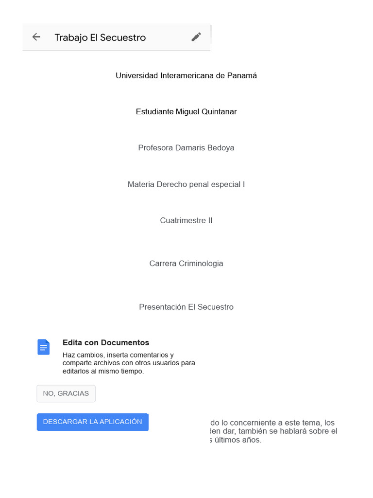 Trabajo El Secuestro | PDF | Secuestro | Justicia