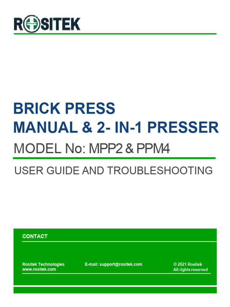 Pollen Brick Press User Guide | PDF | Ac Power Plugs And Sockets | Screw