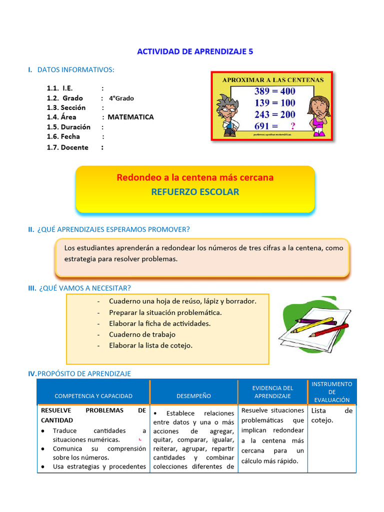 D5 A1 SESION MAT. Redondeo A La Centena Más Cercana | Descargar gratis ...