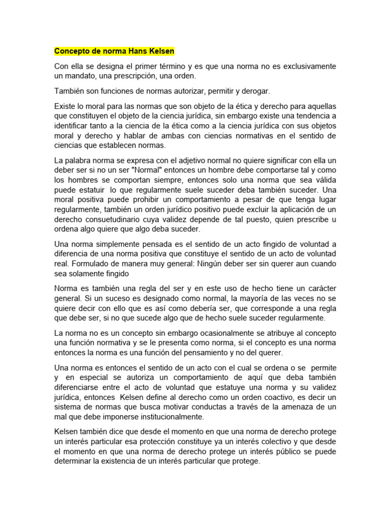 Concepto de Norma Hans Kelsen | PDF | Justicia | Crimen y violencia