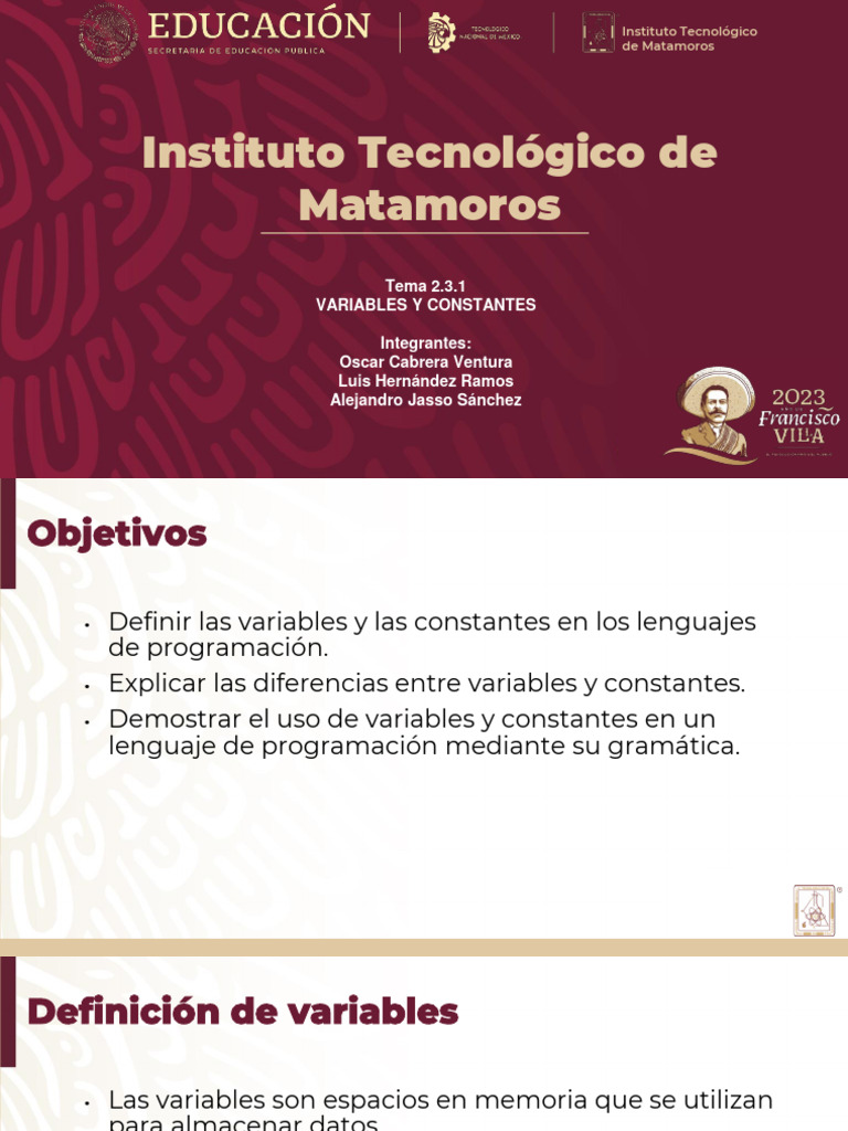 2.3.1 Variables y Constantes | PDF | Variable (informática) | Lenguaje ...