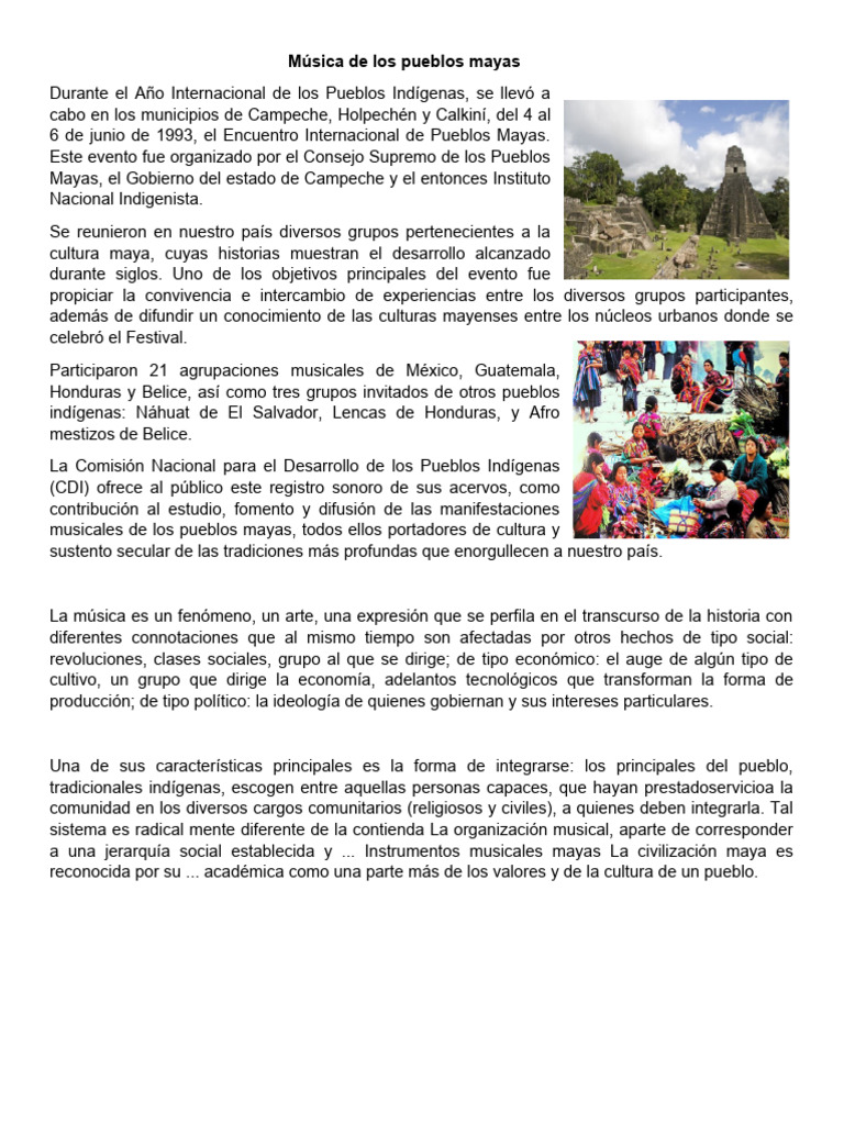 Música de los pueblos mayas | PDF