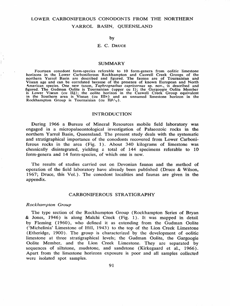 Druce, 1970 LOWER CARBONIFEROUS CONODONTS FROM THE NORTHERN | PDF ...