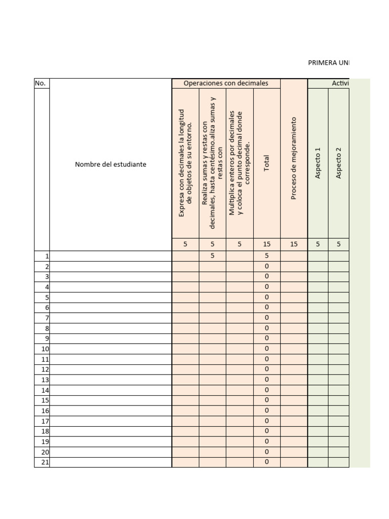 Ejemplo Registro de Notas | PDF | Matemáticas
