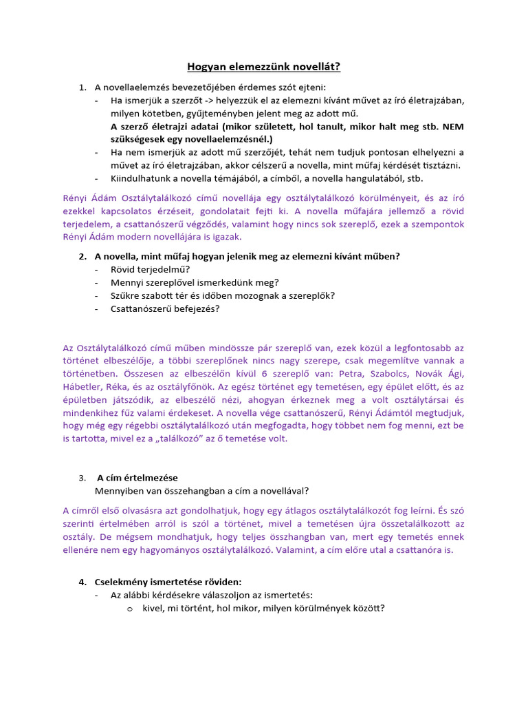 Novella Elemzés | PDF