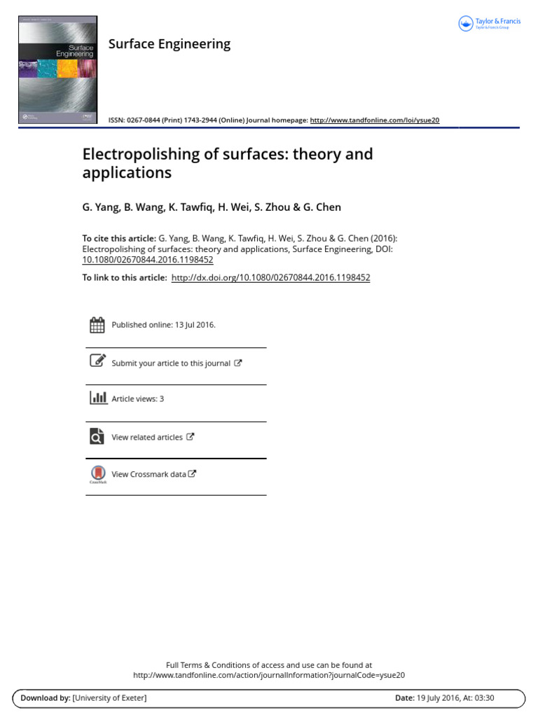 Electropolishing: Theory and Applications | PDF | Anode | Electrochemistry
