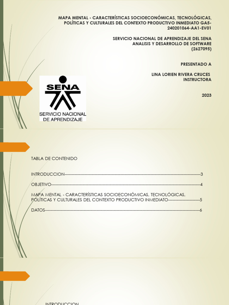 MAPA MENTAL - CARACTERÍSTICAS SOCIOECONÓMICAS, TECNOLÓGICAS, POLÍTICAS Y CULTURALES DEL CONTEXTO ...