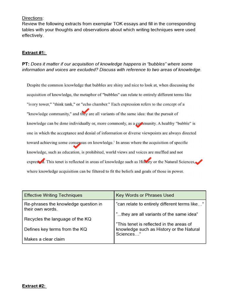 TOK Essay Writing Techniques - Exemplar Study | PDF | Knowledge | Truth
