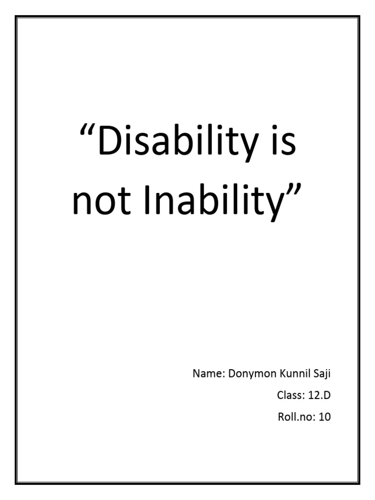 Disability Is Not Inability | PDF | Helen Keller | Disability