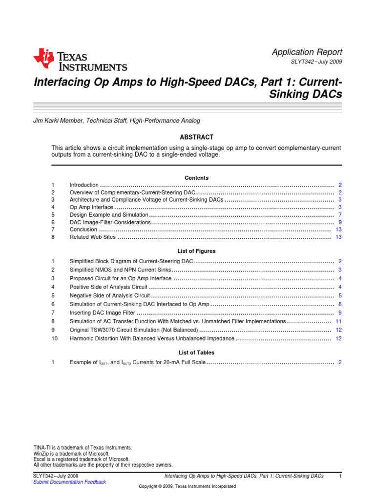 Interfacing Op Amps To High-Speed DACs | PDF | Amplifier | Operational Amplifier