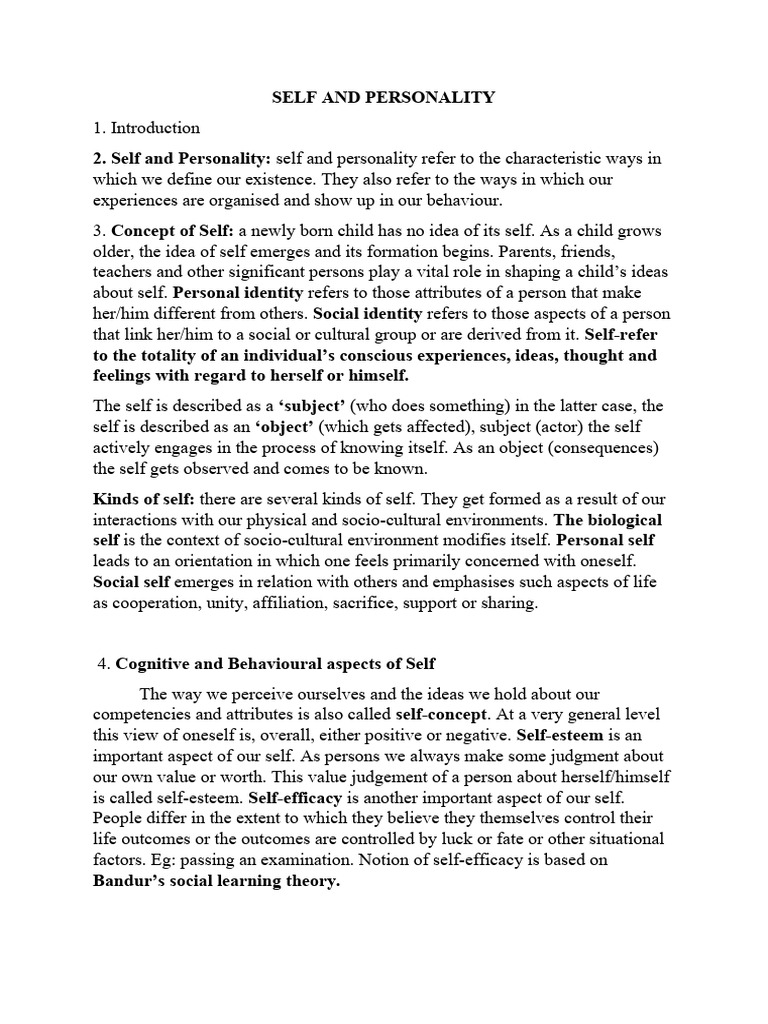 SELF AND PERSONALITY Chapter 2 12th STD | PDF | Id | Sigmund Freud