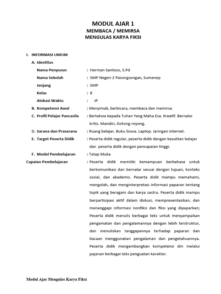 Modul Ajar Bindo 7 Genap | PDF