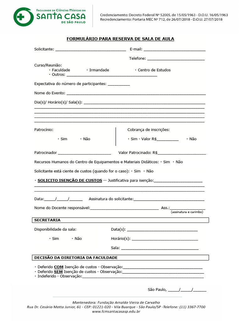 Formulário de Reserva de Sala | PDF