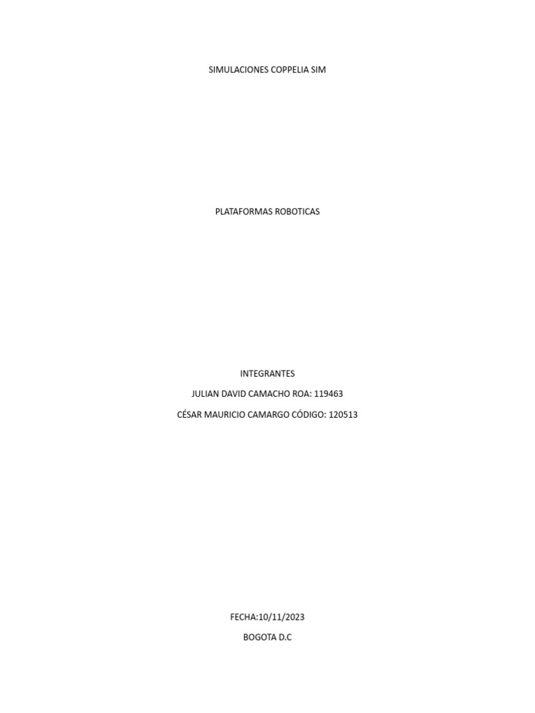 Simulaciones Coppelia Sim | PDF