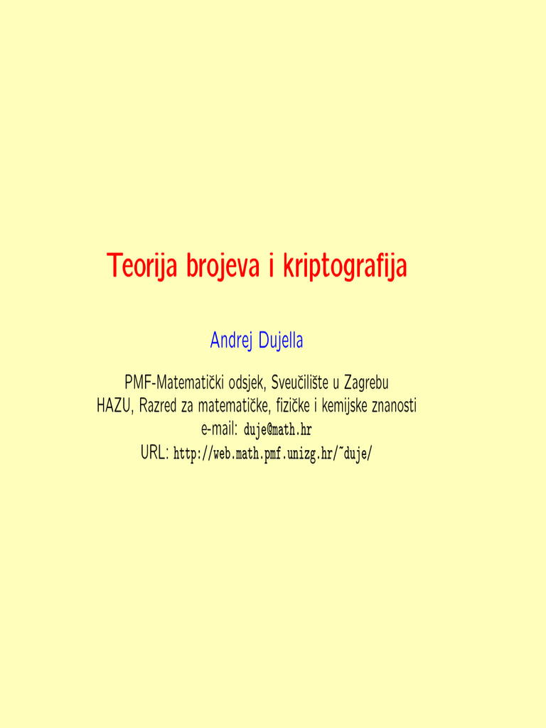 Teorija Brojeva Kriptografija | PDF