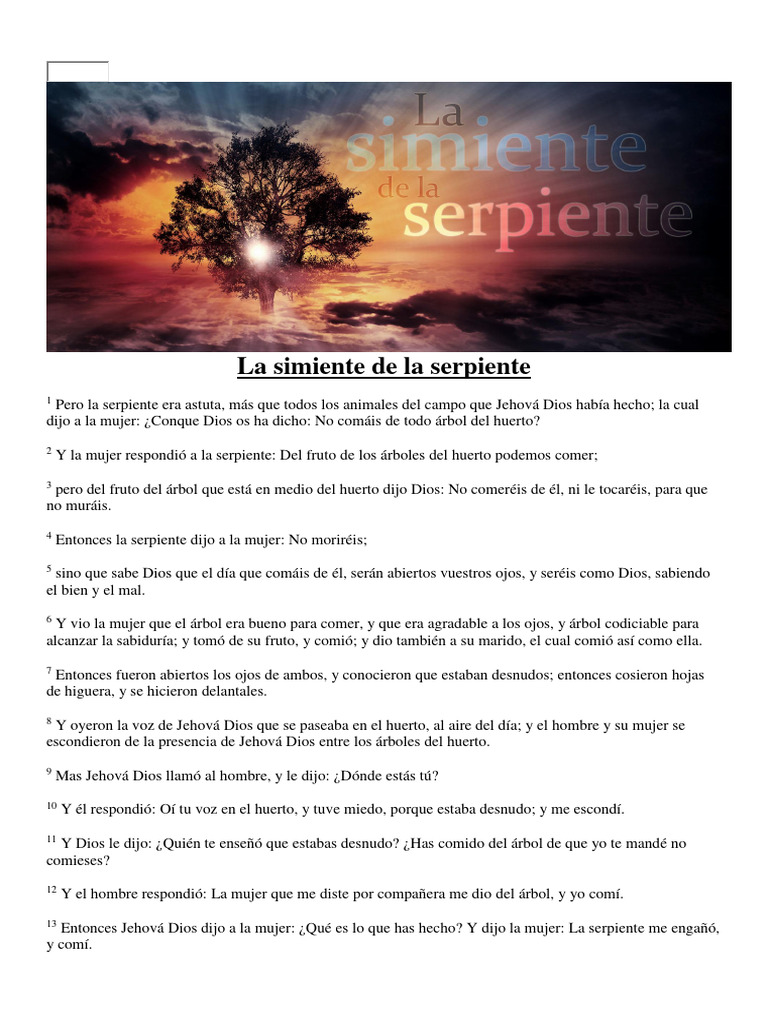 La Simiente de La Serped | PDF | Adán y Eva | Creencia religiosa y doctrina