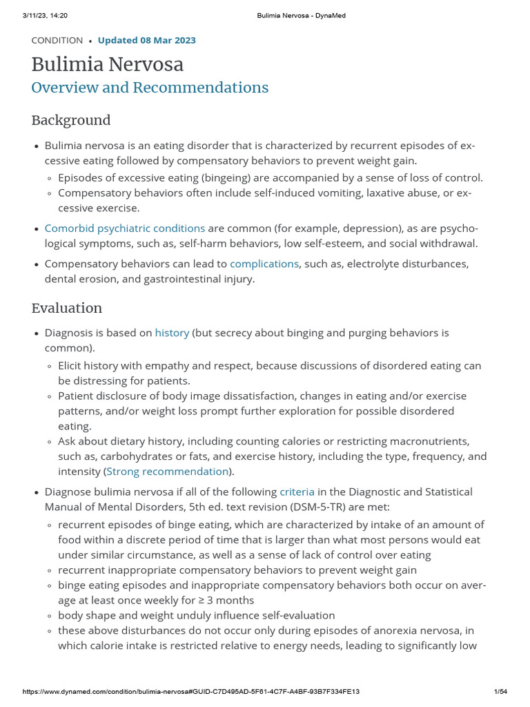Bulimia Nervosa Dynamed Pdf Bulimia Nervosa Eating Disorder