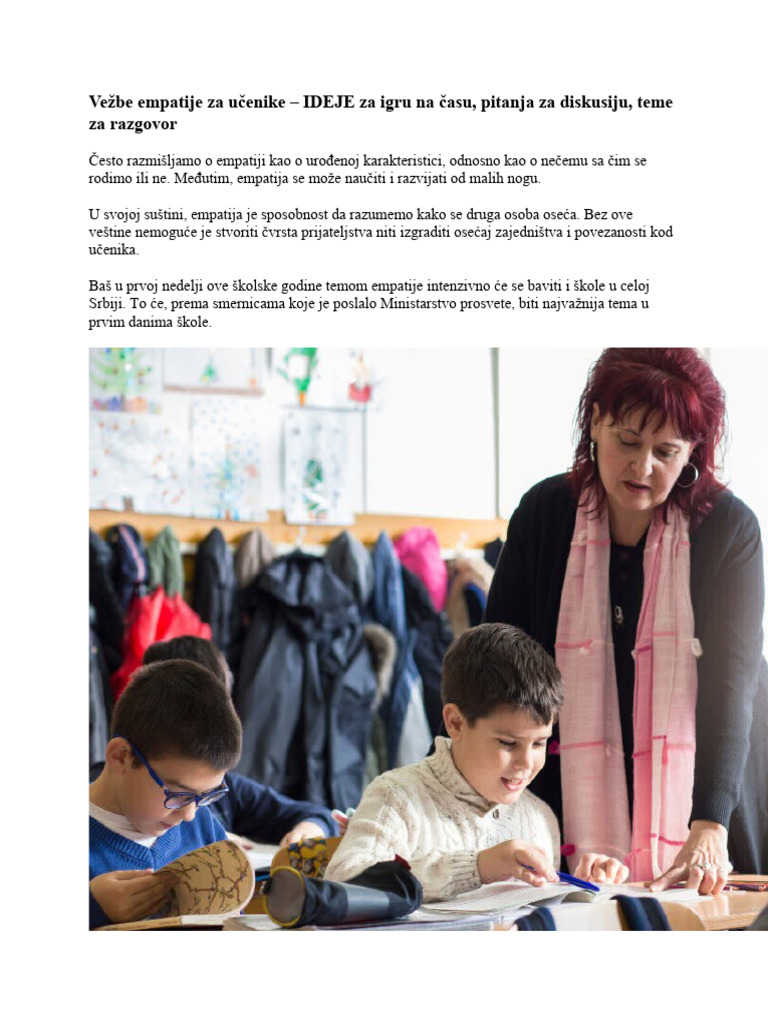 Vežbe Empatije Za Učenike | PDF