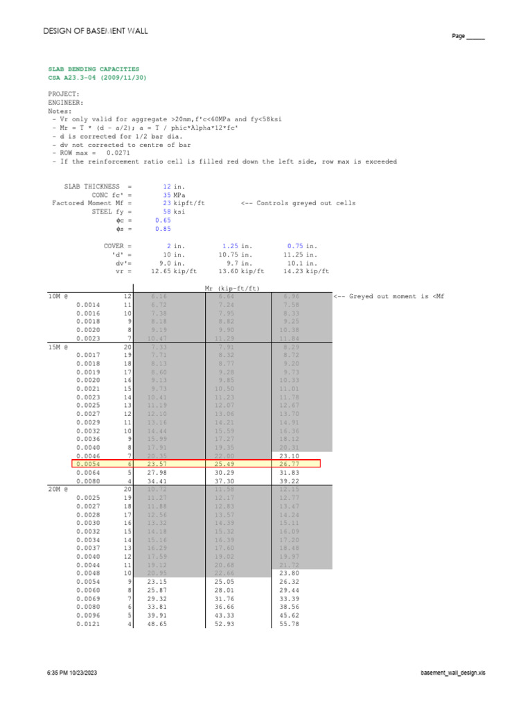Basement Wall Design 4 | PDF