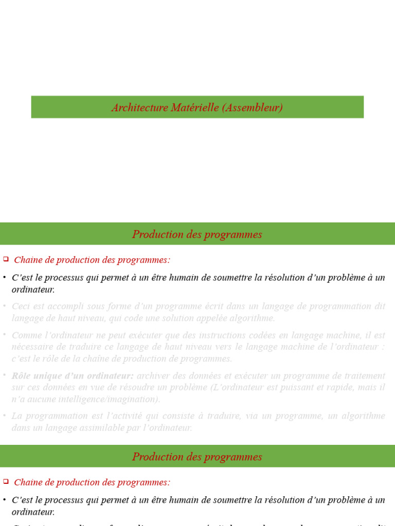 Production de Programmes en Assembleur | PDF | Programmation | Programme informatique