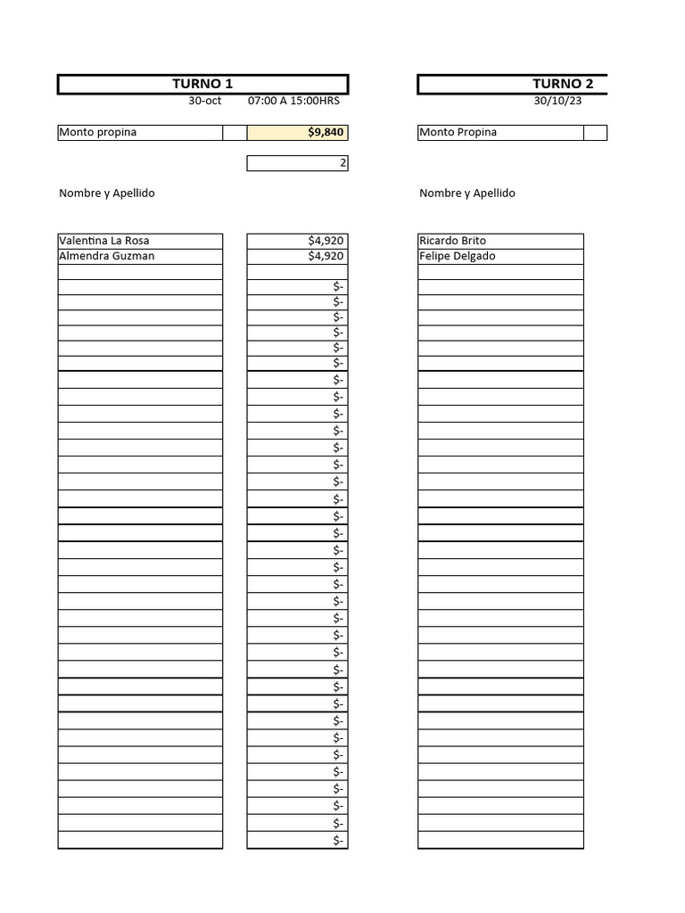 Turno 1 Turno 2 | PDF