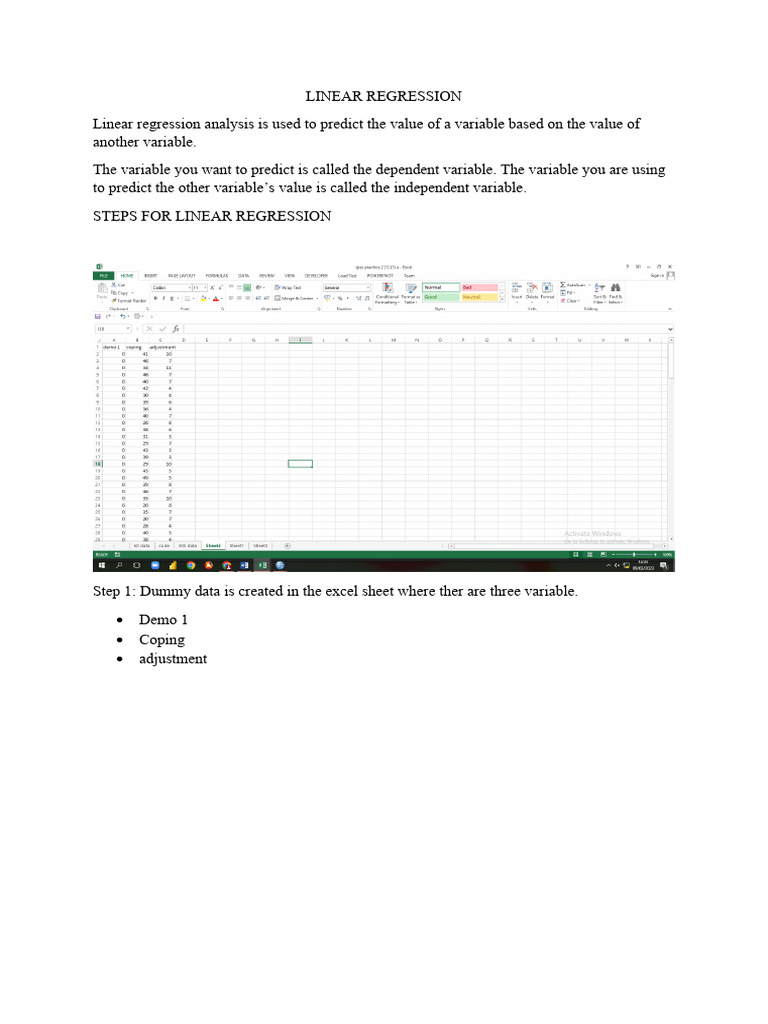 Linear Regression Analysis Steps | PDF | Teaching Methods & Materials