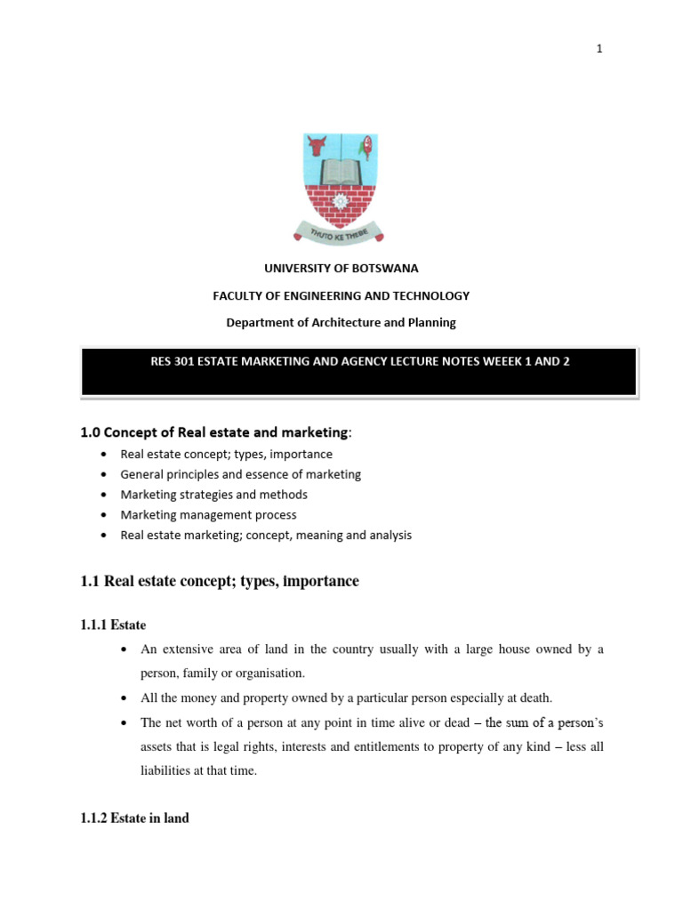 Res 301 Lecture Notes Week 1 and 2 | PDF | Marketing | Strategic Management