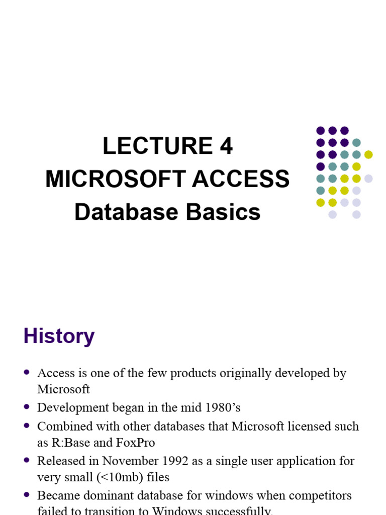 Lecture 5 Msaccess2007 1 | PDF | Microsoft Access | Computer Science