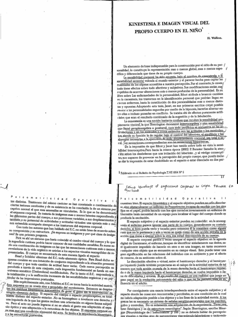 6 Kinestesia e Imagen Visual Del Propio Cuerpo en El Niño H Wallon | PDF