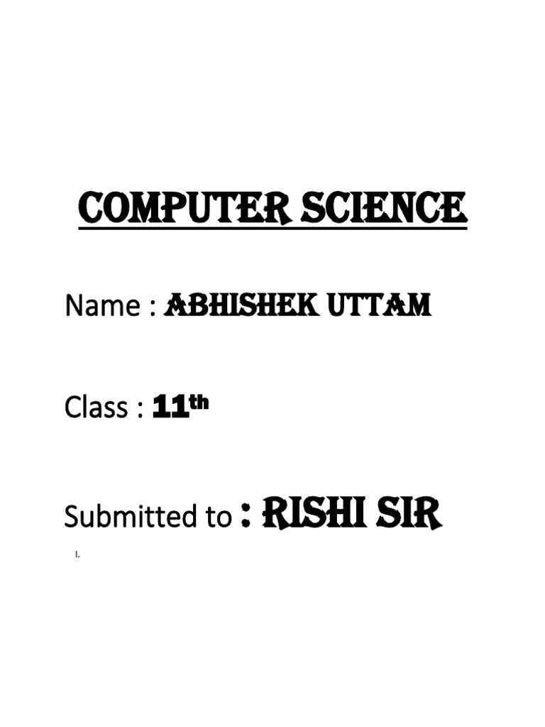 Class 11 Computer Science Project ISC Board | Download Free PDF ... Class 11 Computer Science Project ISC Board | Download Free PDF ...