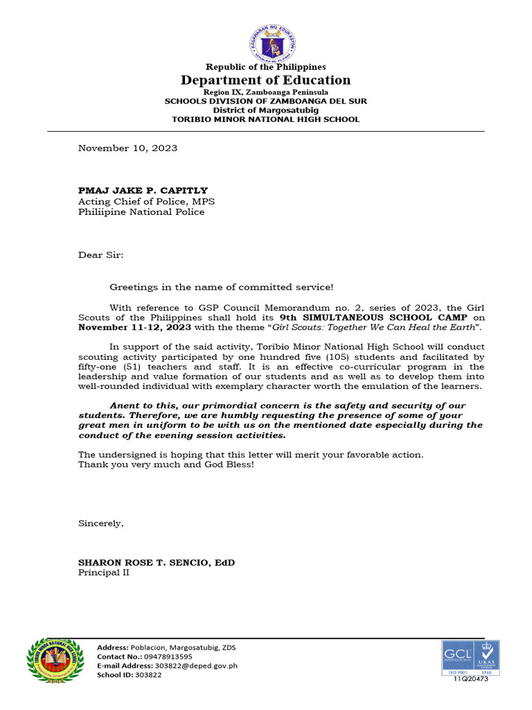 Letter of Invitation BSP Camporal | PDF Letter of Invitation BSP Camporal | PDF