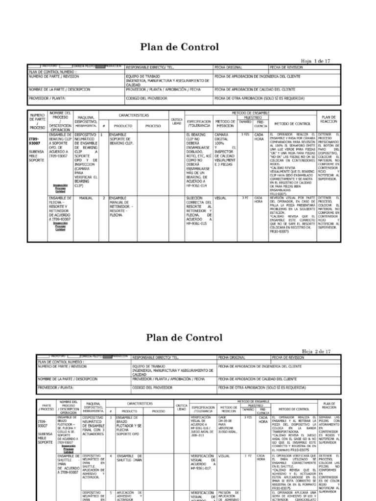 Ejemplo de Plan de Control | PDF