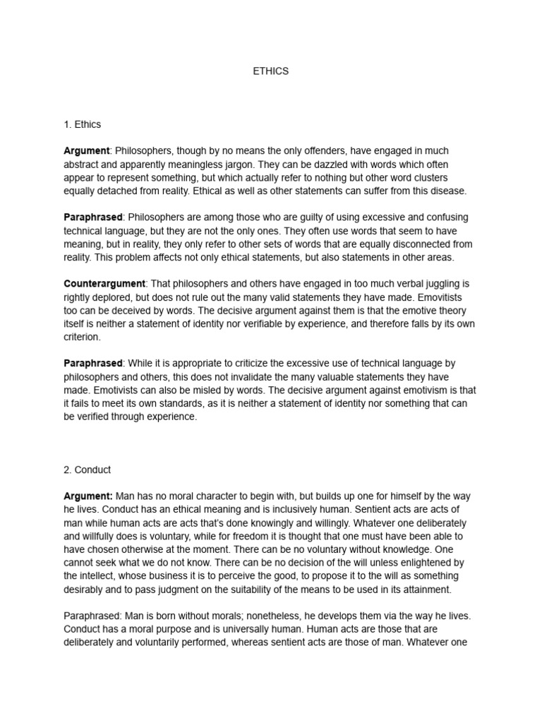 ETHICS Activity | PDF | Logic | Free Will