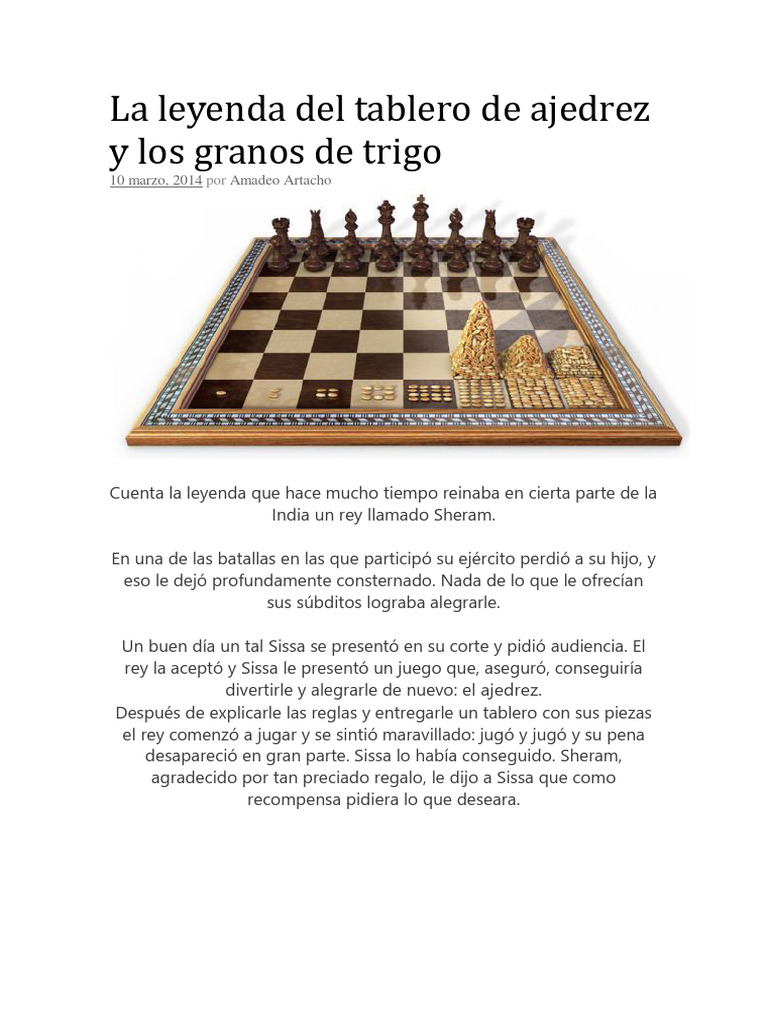 La Leyenda Del Tablero de Ajedrez y Los Granos de Trigo | PDF | Ajedrez | Suma